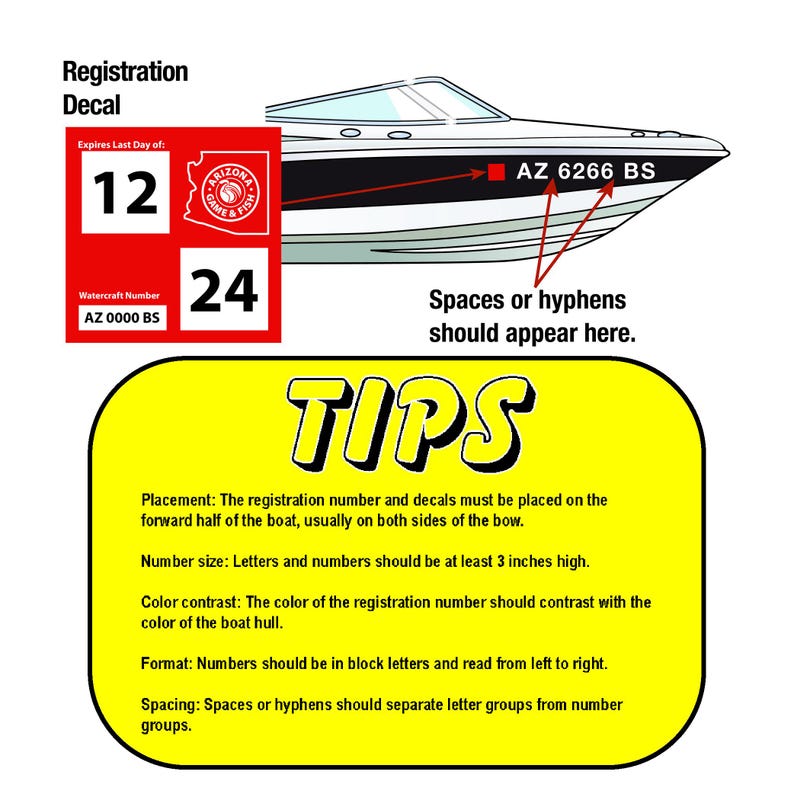 Boat Registration Number Decal Customizable - Set of 2 Watercraft ...
