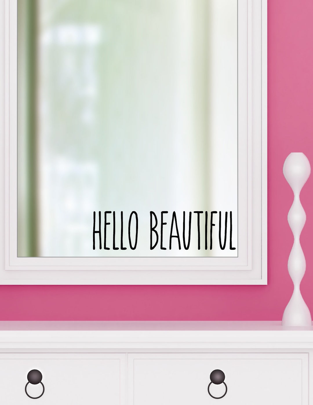 HELLO BEAUTIFUL - Vinyl Wall Decal Sticker Bathroom Mirror ...