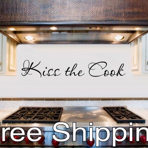 Kiss the Cook Wall Vinyl Sticker Decal Kitchen Decor Cook Art Italian ...