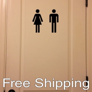 WOMEN MEN Bathroom Decal Wall Vinyl Sticker Cute Home Decor Girl Boy ...