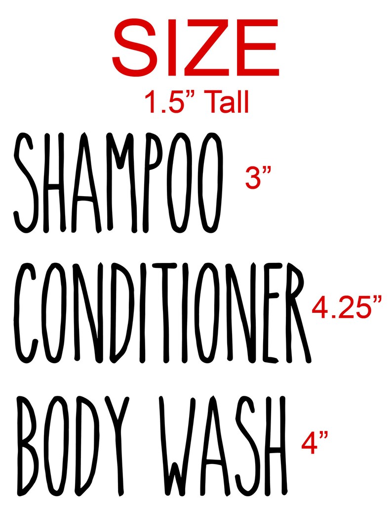 Shampoo Conditioner Body Wash Label Set - Vinyl Decal Sticker Cute ...