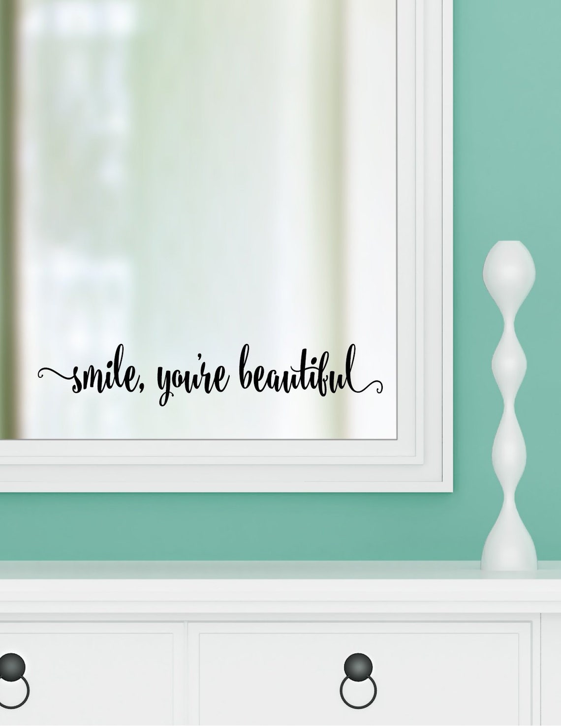 Smile, You're Beautiful - Vinyl Wall Decal Sticker Bathroom Mirror ...