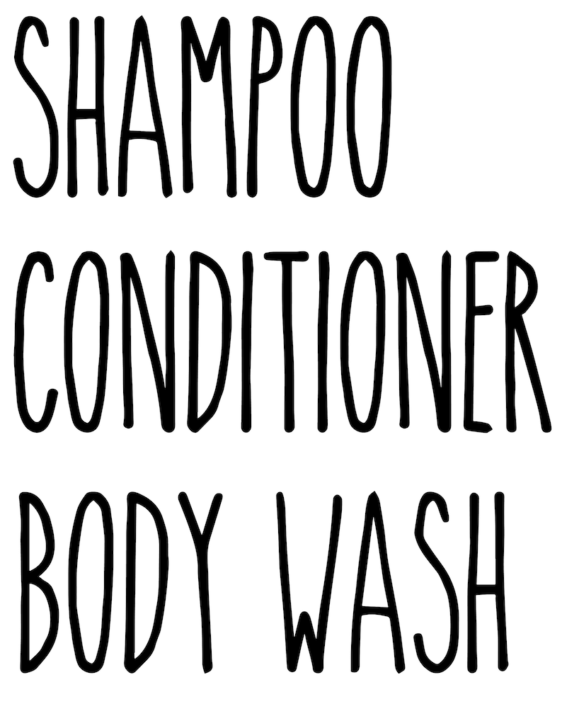 Shampoo Conditioner Body Wash Label Set - Vinyl Decal Sticker Cute ...
