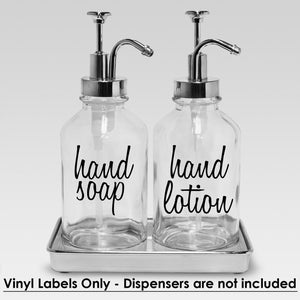 Hand Soap Hand Lotion Labels - Vinyl Decal Sticker Cute Kitchen or ...