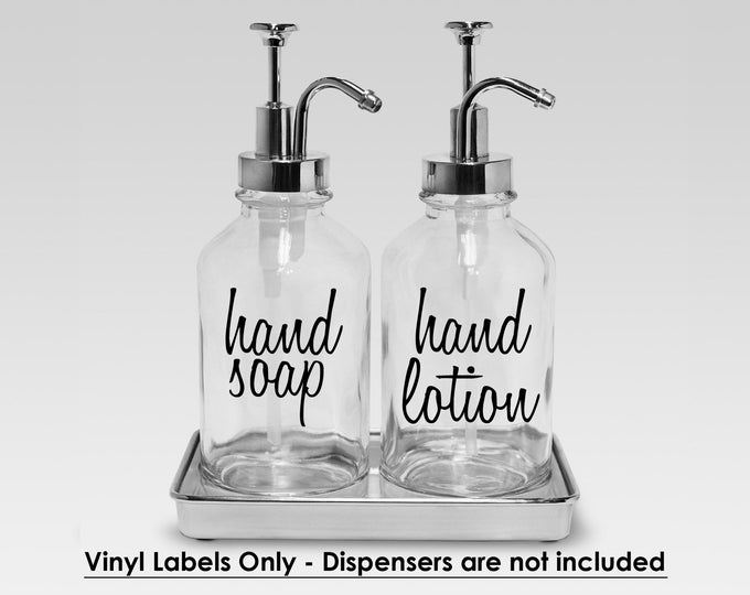 Hand Soap Hand Lotion Labels - Vinyl Decal Sticker Cute Kitchen or ...