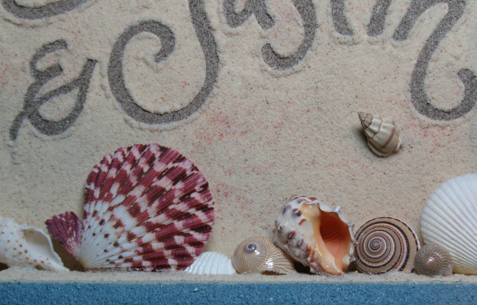 New Beach Sand Painting W Natural Seashells and Ocean Waves - Etsy