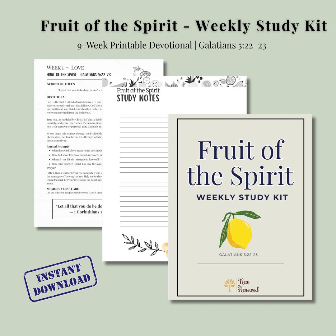Fruit of the Spirit Study Kit | 9-week Printable Devotional Journal for ...