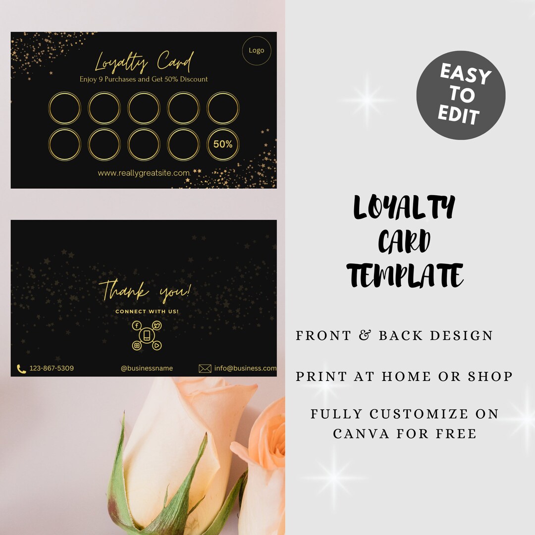 Loyalty Card Template, Punch Card, Loyalty Stamp Card, Beauty Loyalty ...