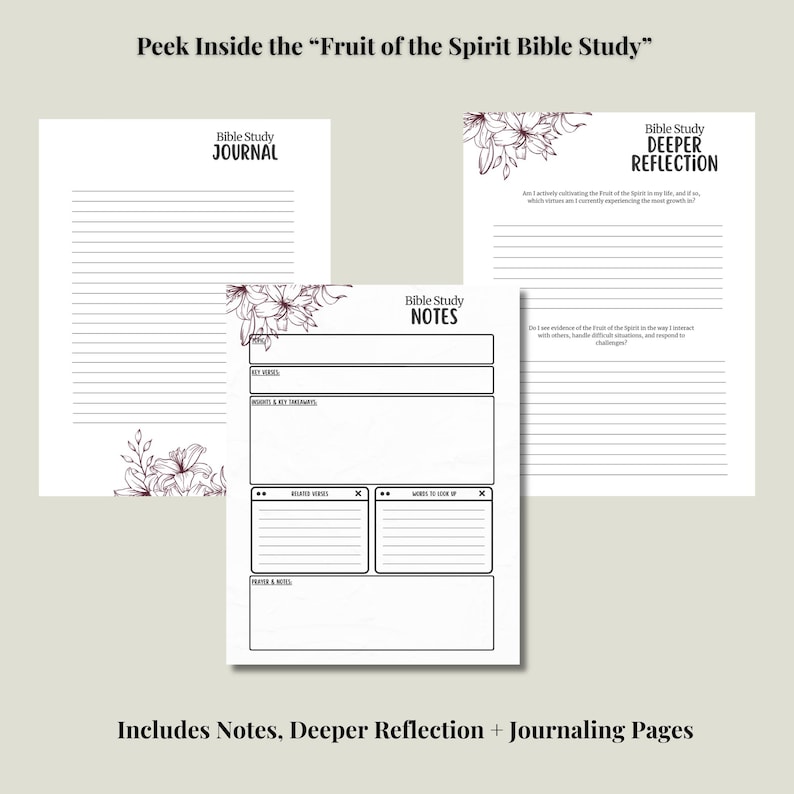 Fruit of the Spirit Bible Study – 15 Page Printable PDF With Journaling ...