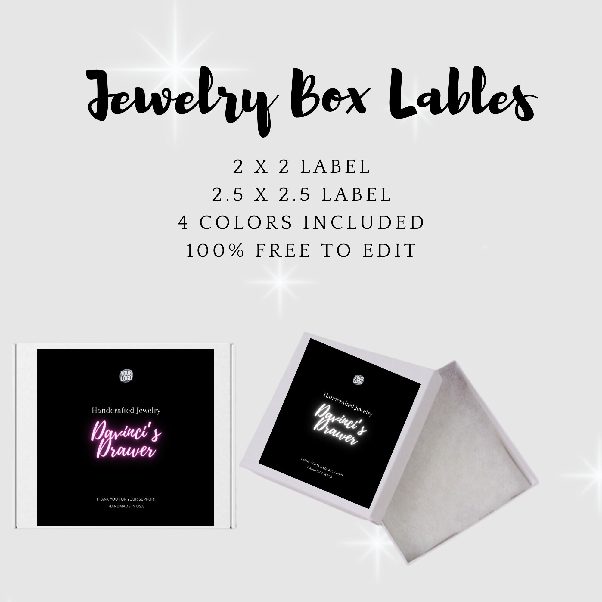 Jewelry Box Label Template Instant Download, Neon Label for Jewelry ...