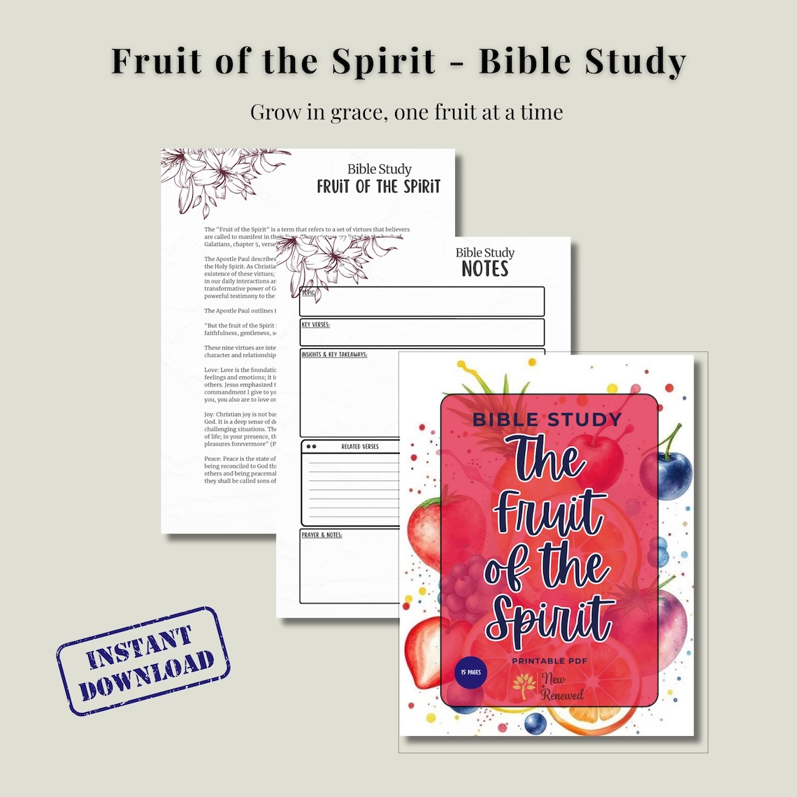 Fruit of the Spirit Bible Study – 15 Page Printable PDF With Journaling ...