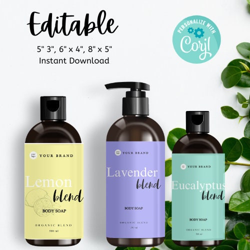 500ml Bottle Label Template, DIY Lotion Body Wash Product Label ...