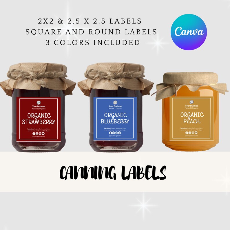 Editable Round Label for Jam Jar, Round Labels for Canning, Round Label ...