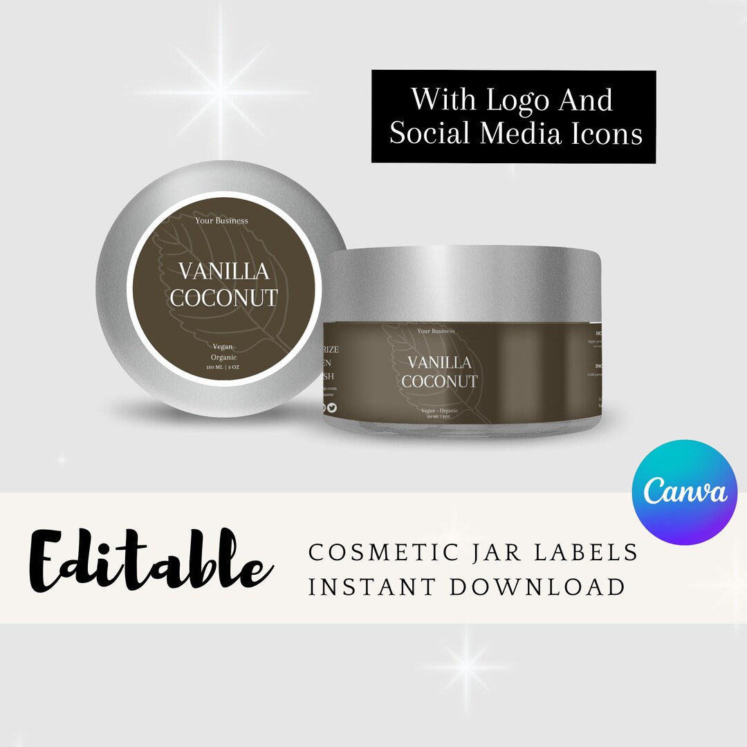 Brown Floral Cosmetic Jar Label Design Round Lid Jar Body - Etsy