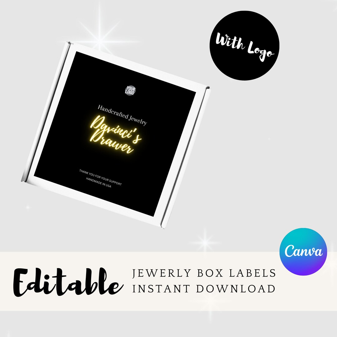 Jewelry Box Label Template Instant Download, Neon Label for Jewelry ...