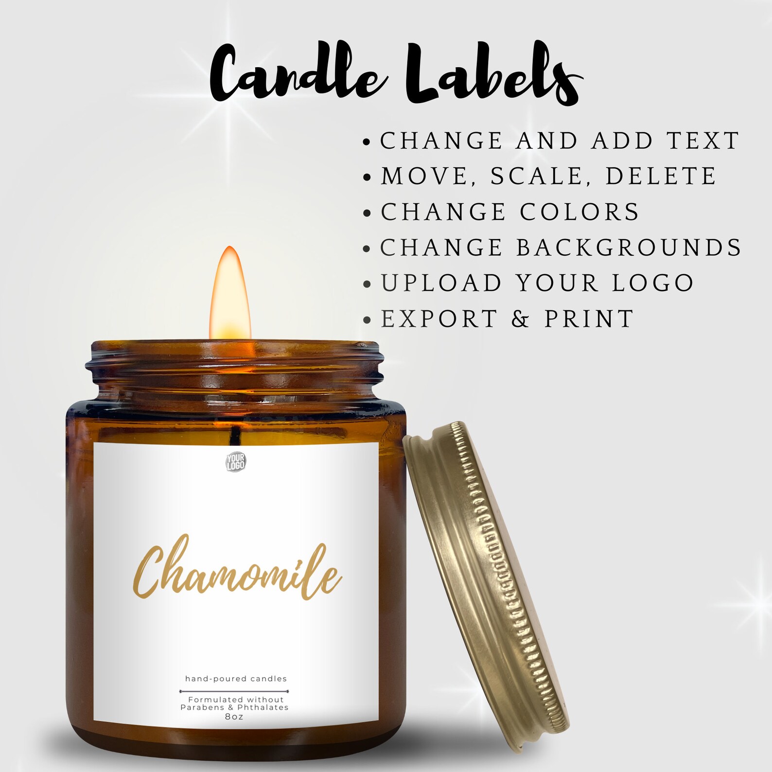 Printable Candle Label Template Pastel Label Template, Minimalist ...