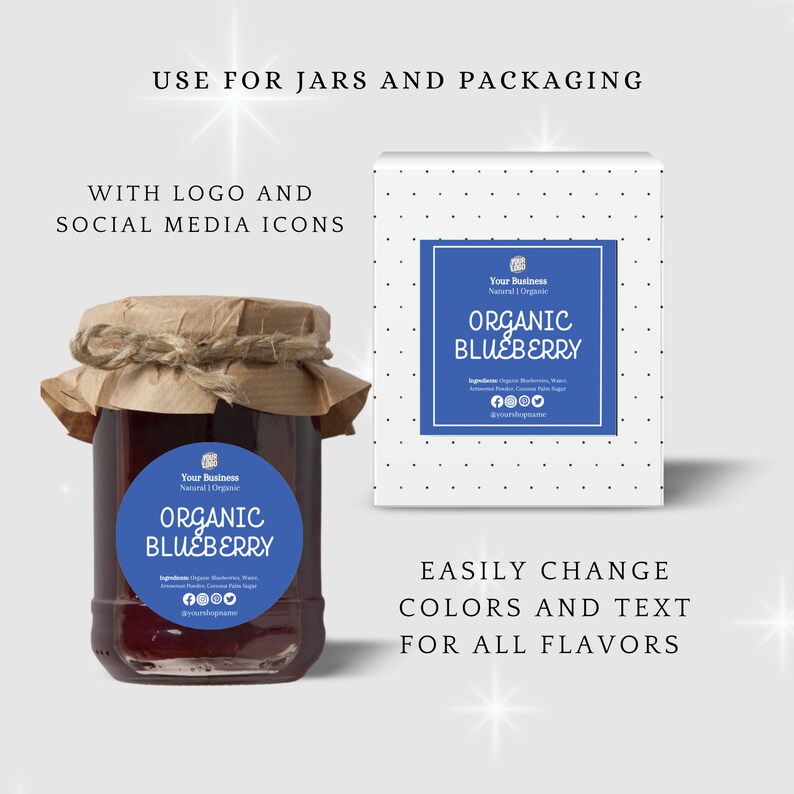 Editable Round Label for Jam Jar, Round Labels for Canning, Round Label ...