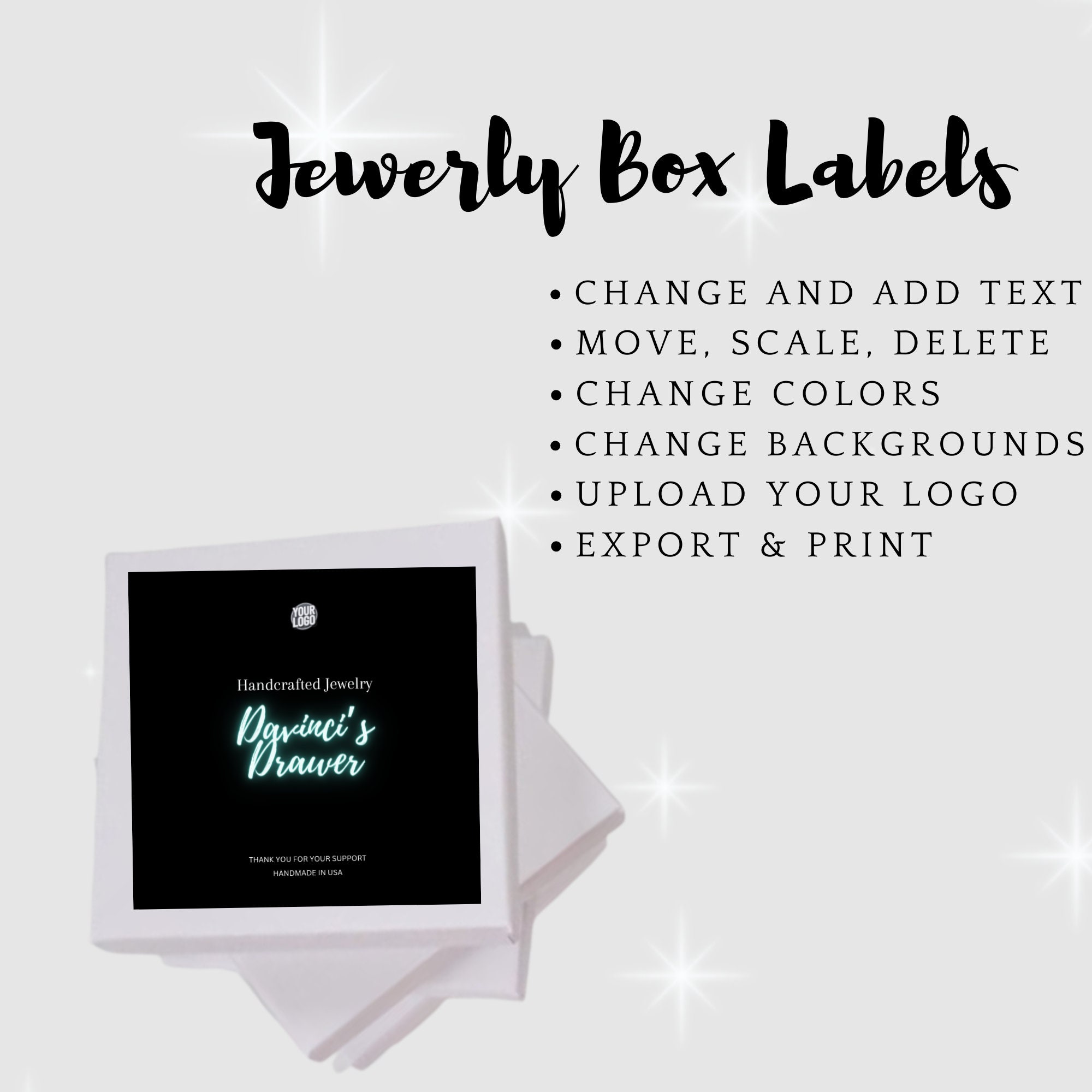 Jewelry Box Label Template Instant Download, Neon Label for Jewelry ...