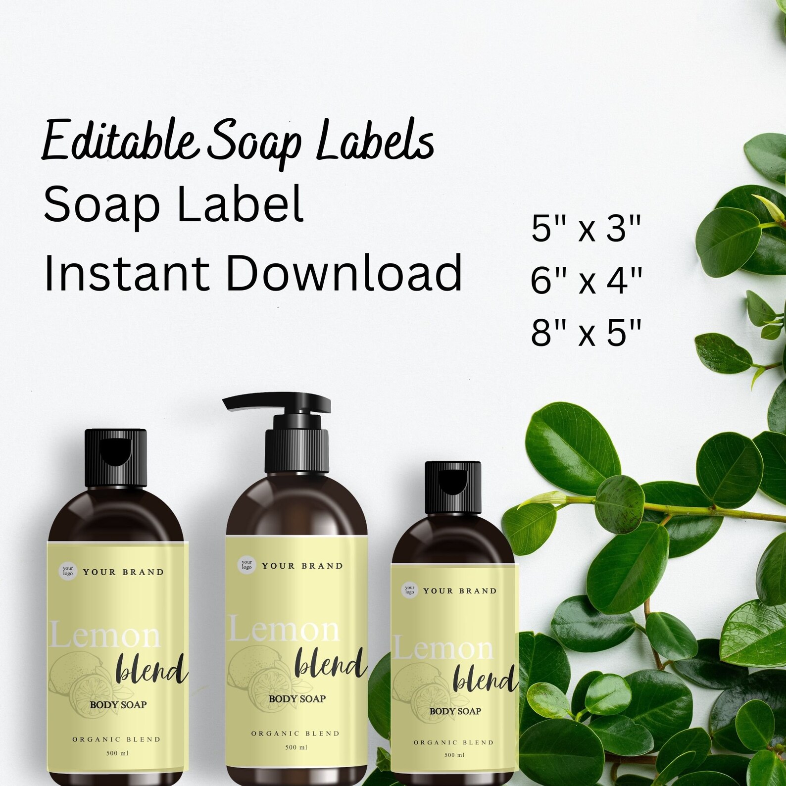 500ml Bottle Label Template DIY Lotion Body Wash Product - Etsy