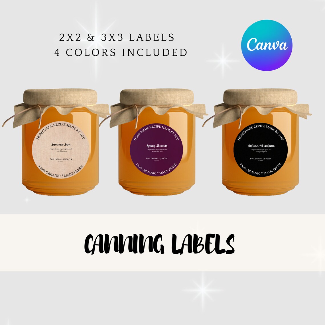 Editable Round Label for Jam Jar, Round Labels for Canning, Round Label ...