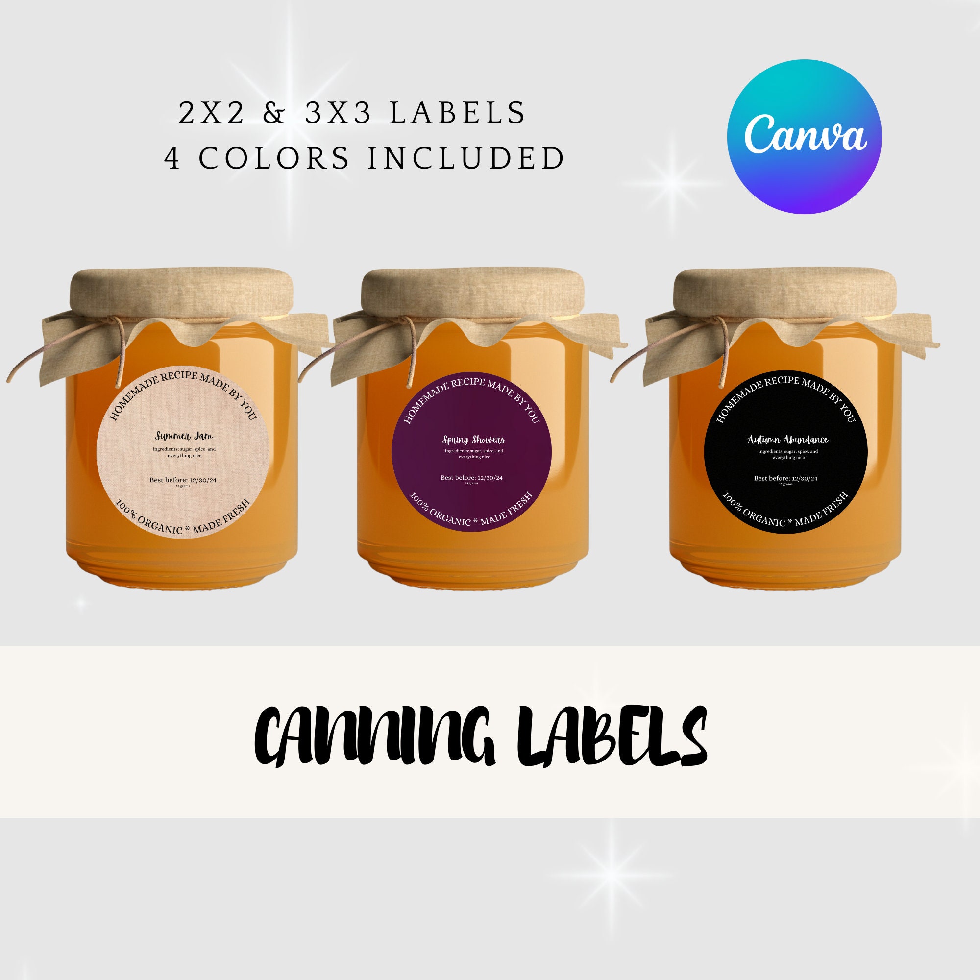 Editable Round Label for Jam Jar, Round Labels for Canning, Round Label ...