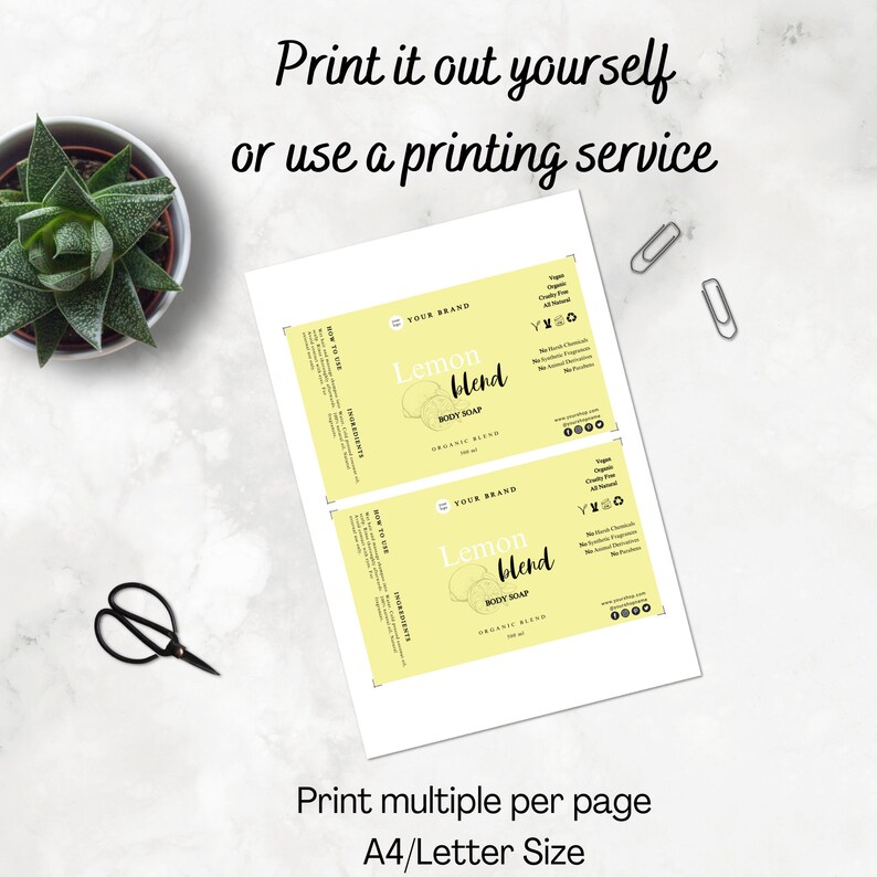 500ml Bottle Label Template, DIY Lotion Body Wash Product Label ...