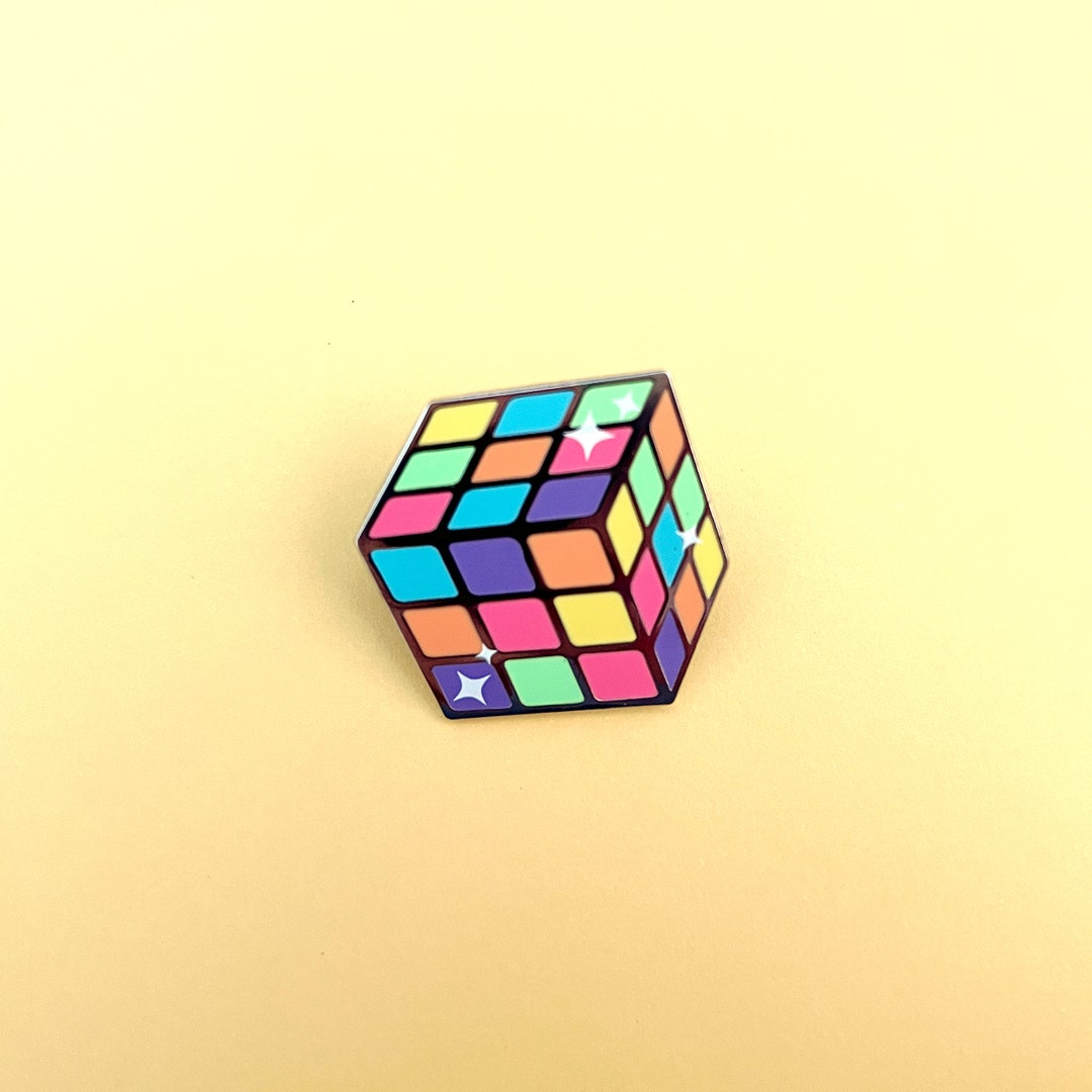 Rainbow Puzzle Cube Enamel Pin - Etsy