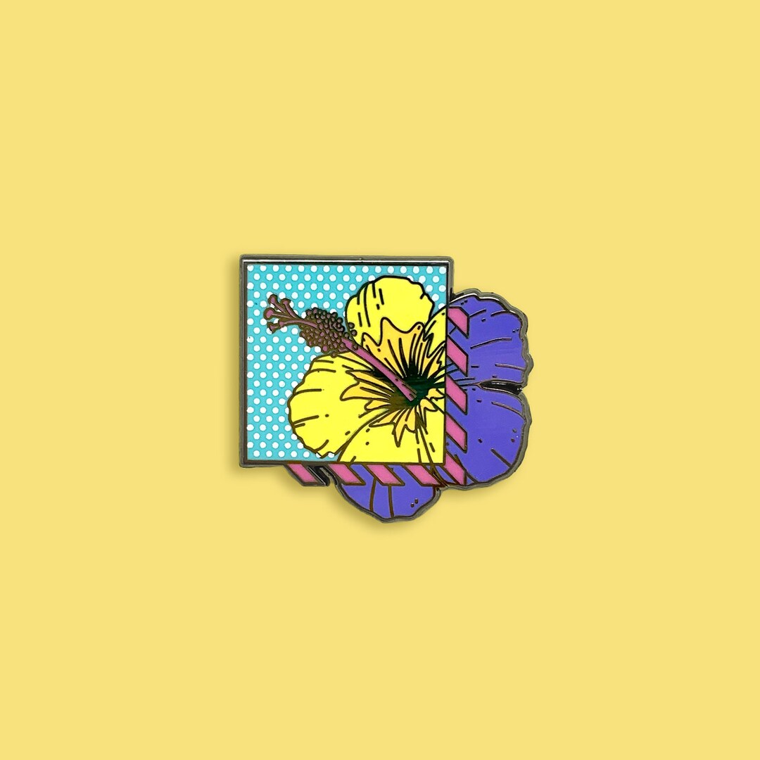 Fractured Hibiscus Enamel Pin - Etsy
