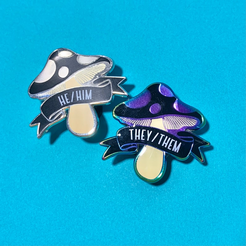 They/them Pronoun Pins Hard Enamel Gothic Style Silver - Etsy