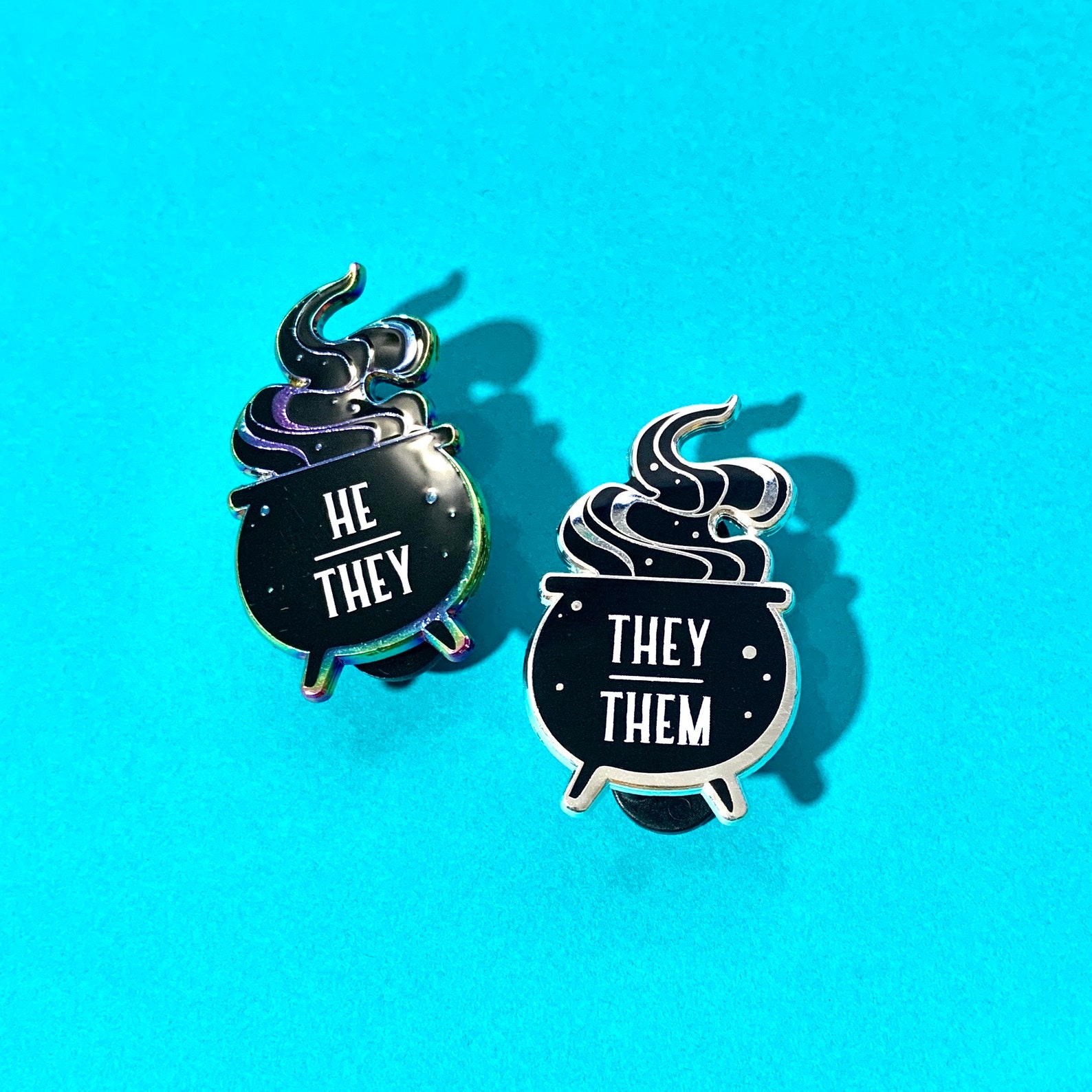 They/them Pronoun Pins Hard Enamel Gothic Style Silver - Etsy