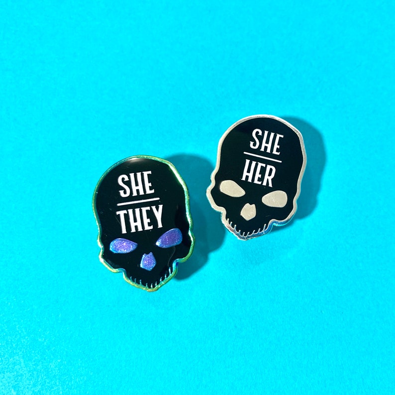 They/them Pronoun Pins Hard Enamel Gothic Style Silver - Etsy