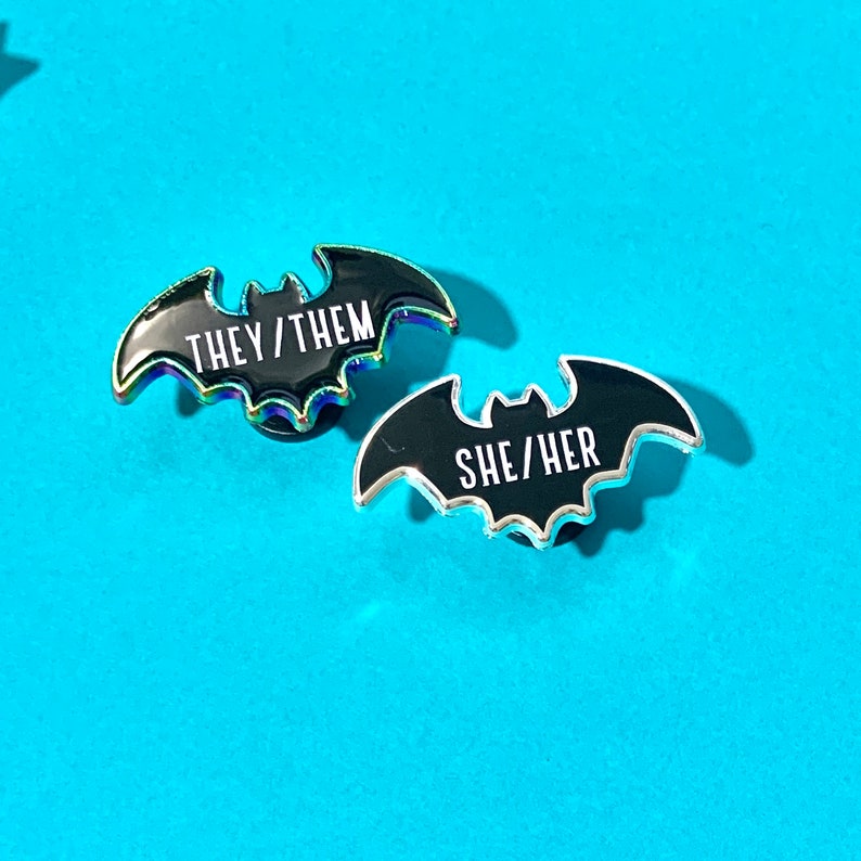 They/them Pronoun Pins Hard Enamel Gothic Style Silver - Etsy
