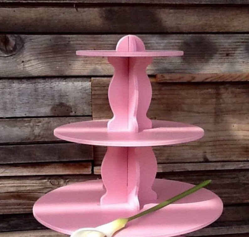 3 Tier Pink Cupcake Standdessert Stand Etsy