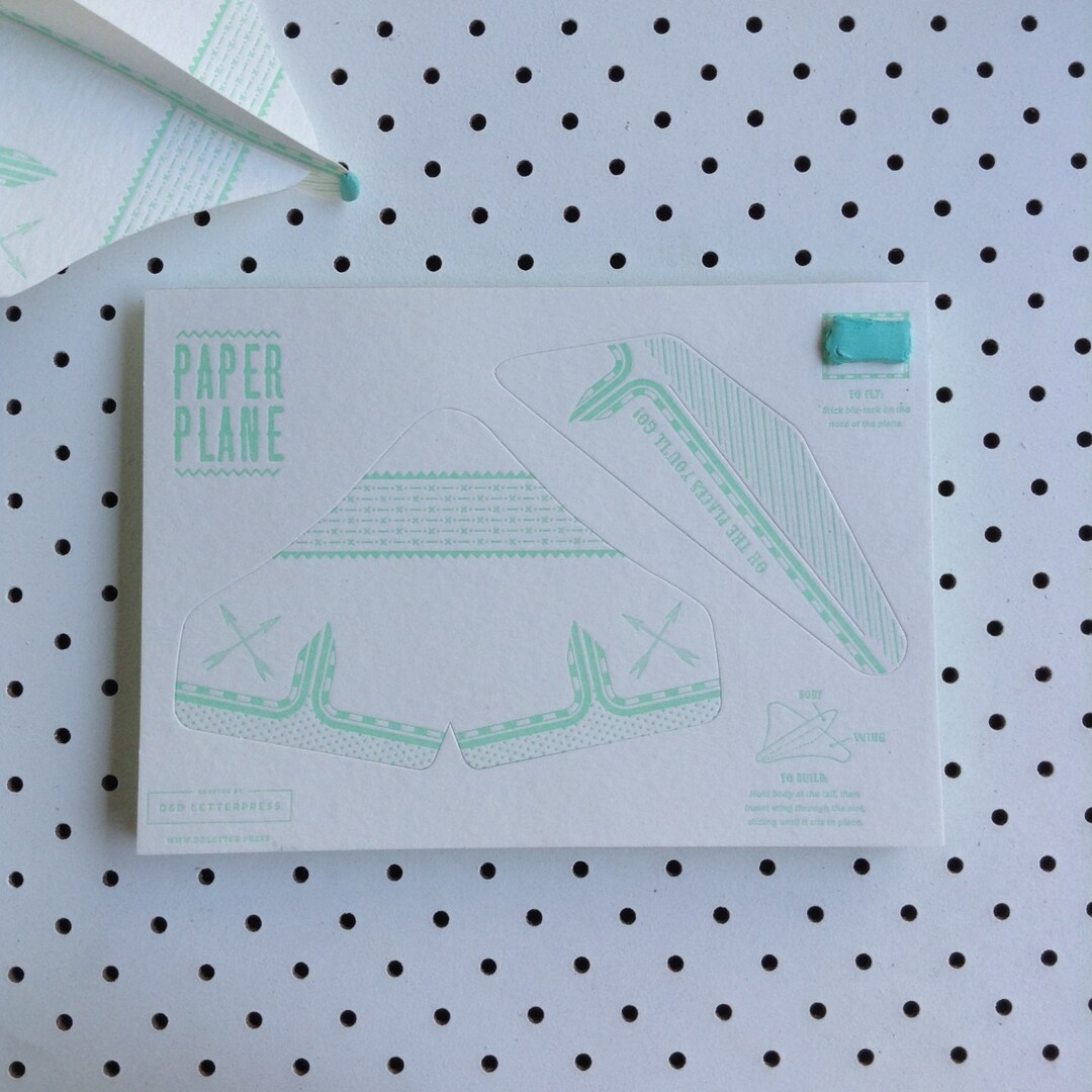 Pop-out Letterpress Aeroplane - DIY Paper Craft - Etsy