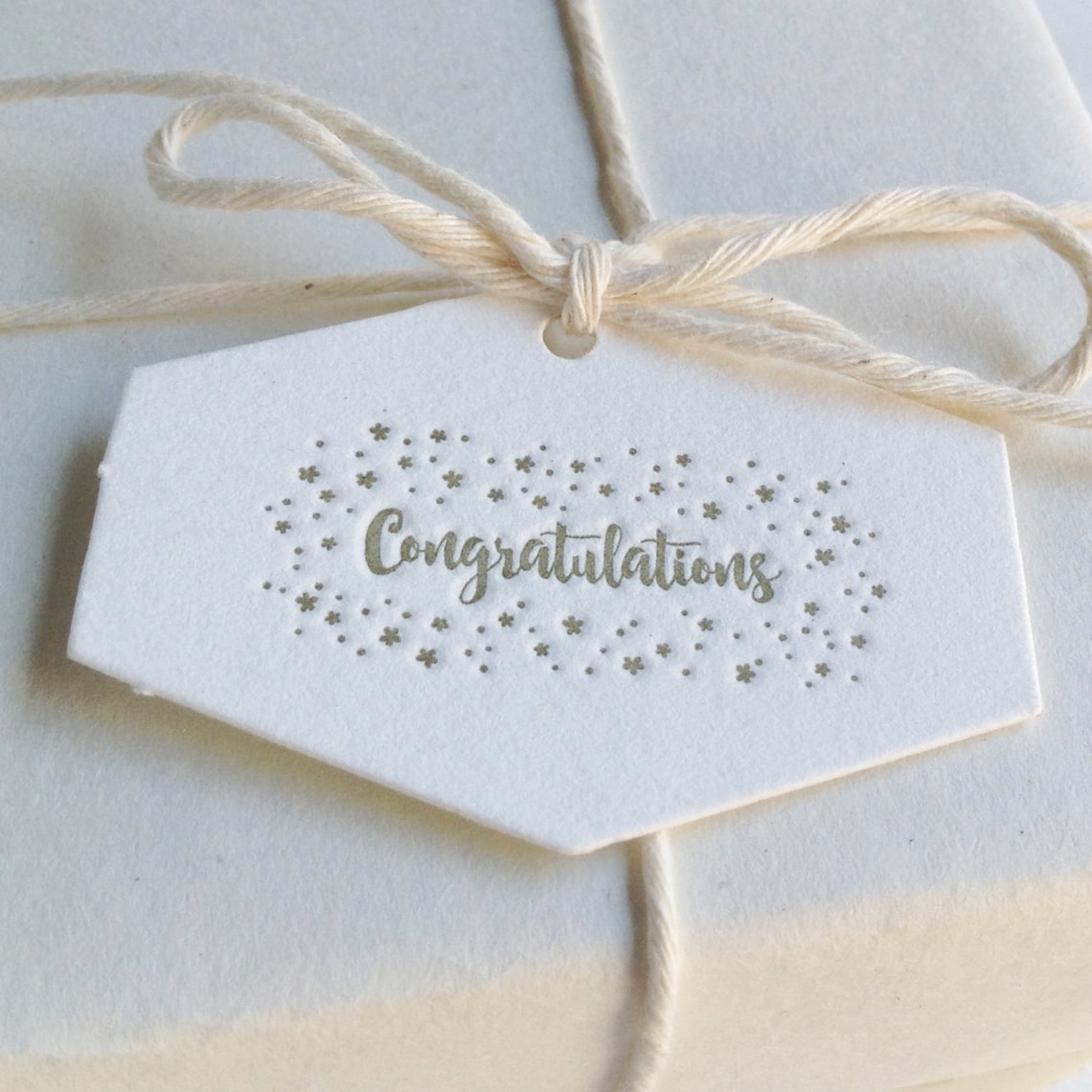 Set of 5 Mini congratulations Letterpress Hexagonal Swing Tags - Etsy