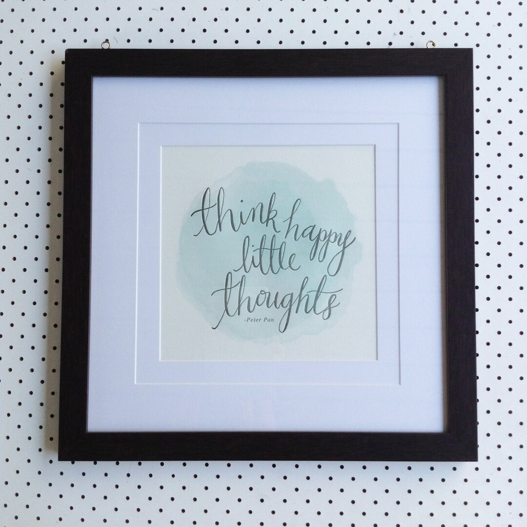 Think Happy Little Thoughts - Letterpress Poster (blue) - Etsy