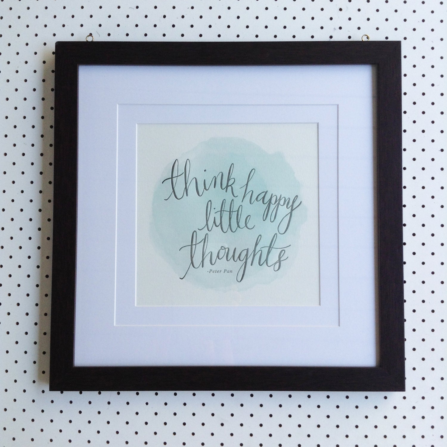 Think Happy Little Thoughts Letterpress Poster blue - Etsy