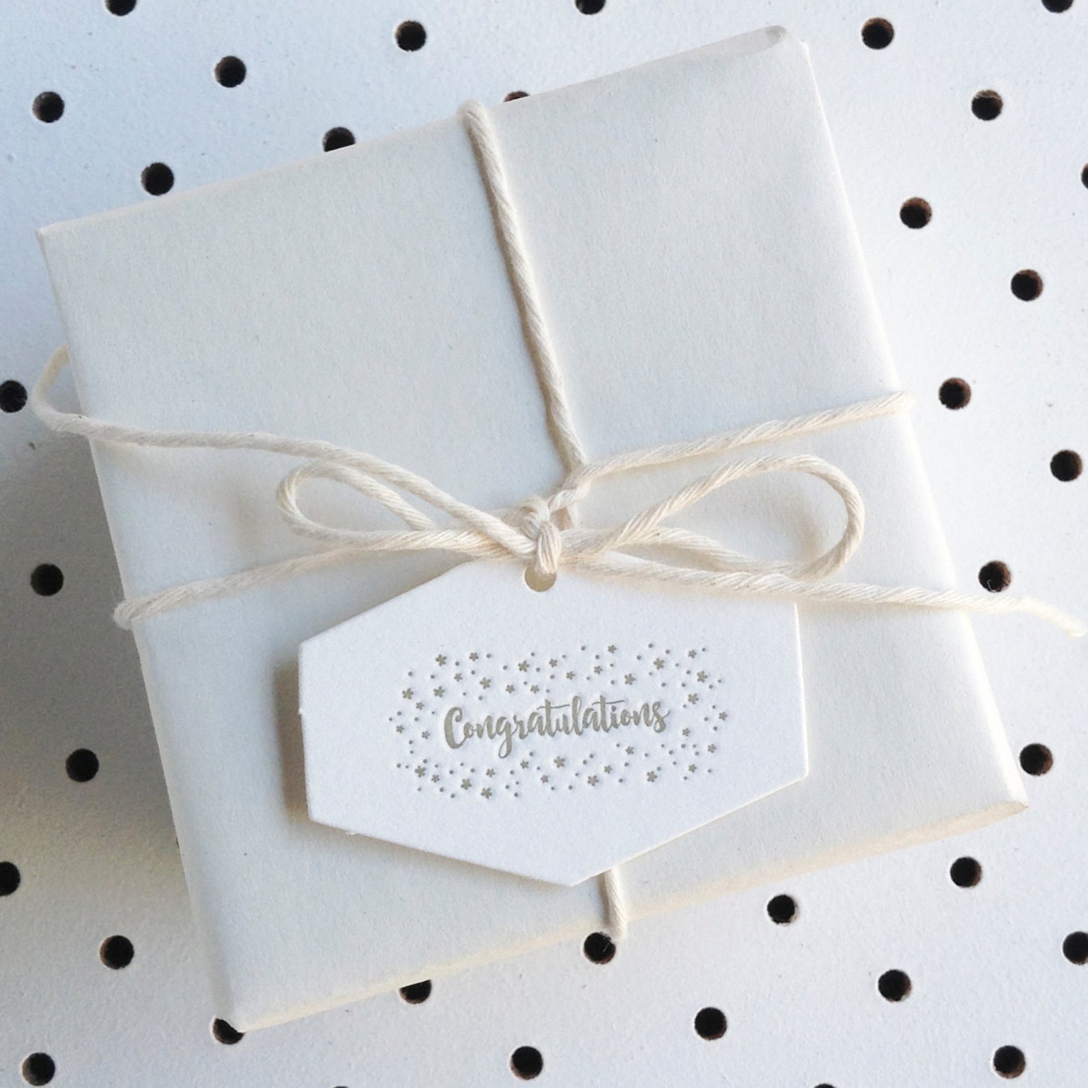 Set of 5 Mini congratulations Letterpress Hexagonal Swing Tags - Etsy