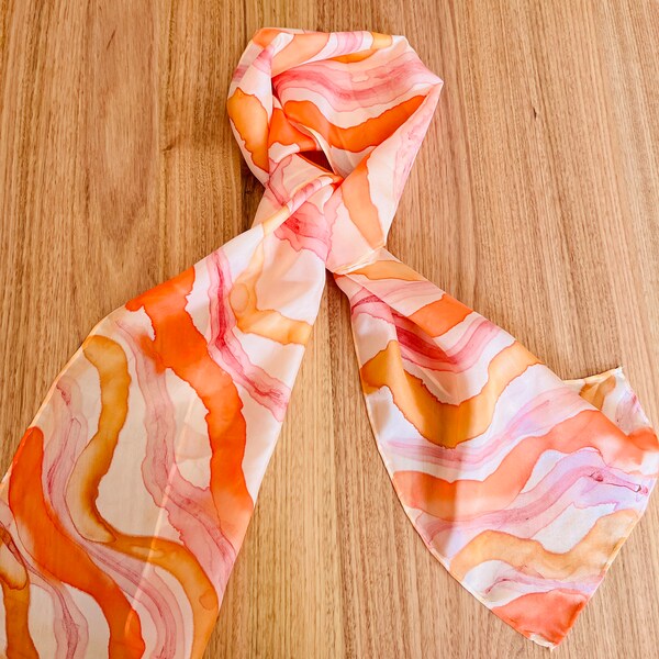 Orange Silk Scarf - Etsy