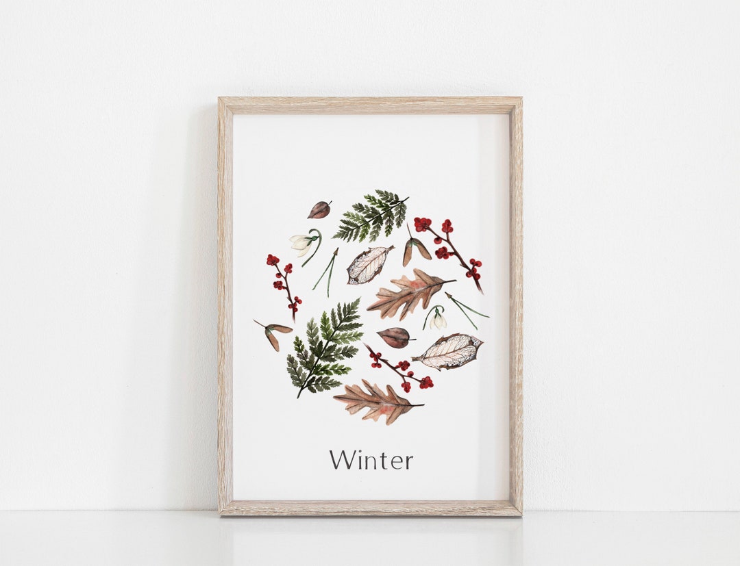 Winter Art Printable, Seasons Poster, Summer Autumn Winter Spring, Four ...