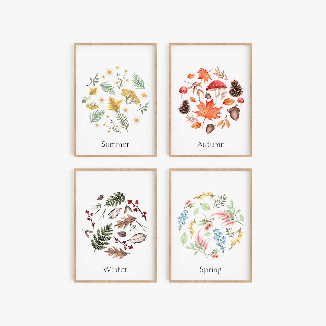 Seasons Art Printable, Seasons Poster, Summer Autumn Winter Spring ...