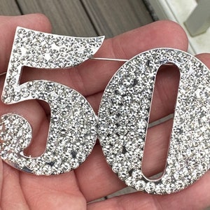 Stunning Large 3” Rhinestone Brooch Pin Number 50 50th Birthday ...