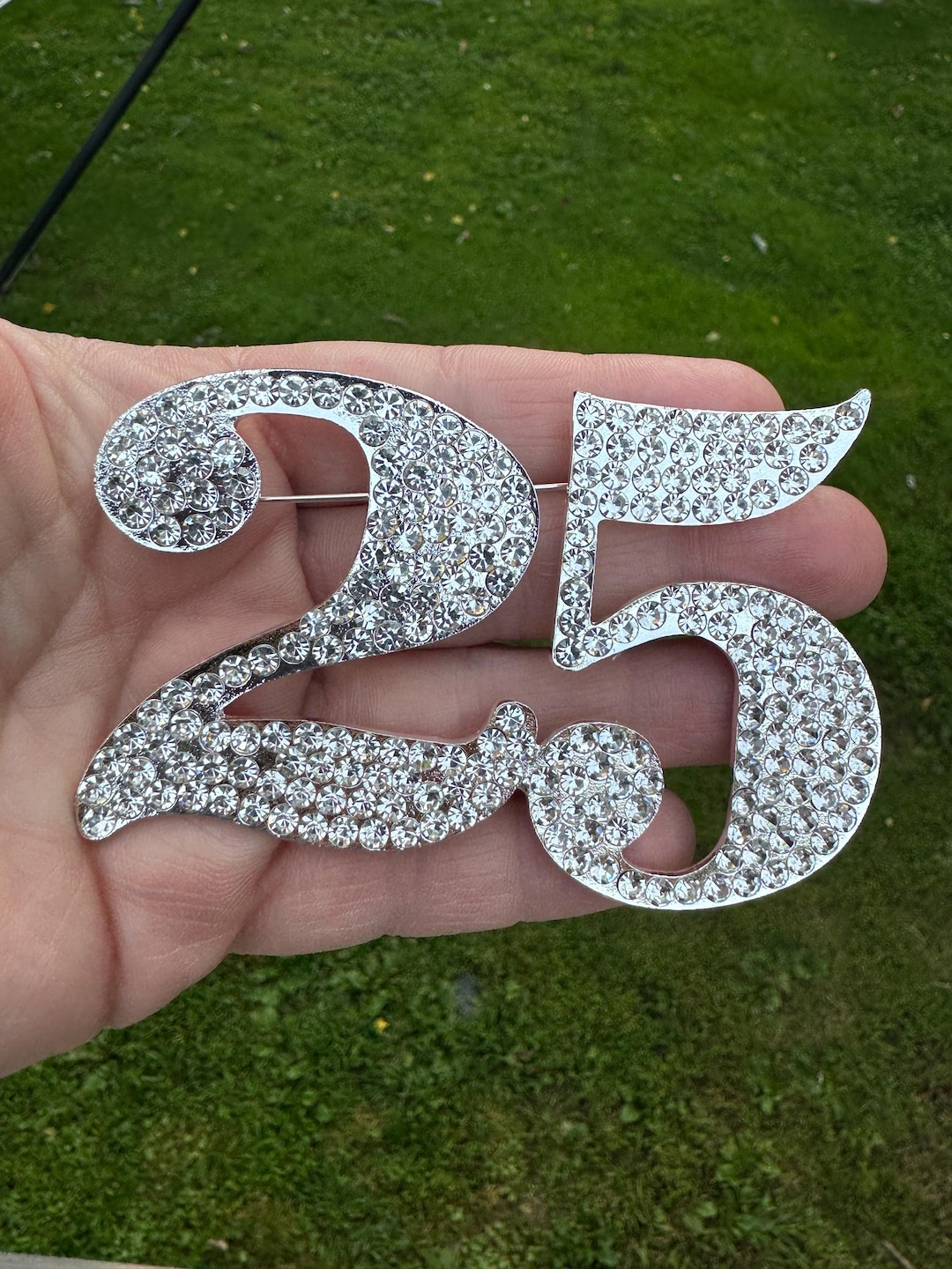 Stunning Large 3” Rhinestone Brooch Pin Number 25 25th Milestone ...