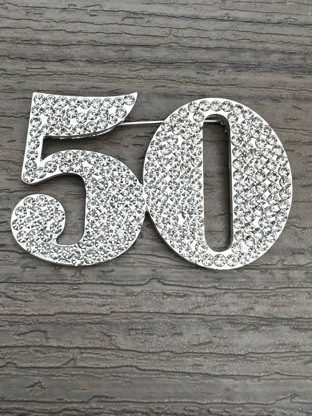Stunning Large 3” Rhinestone Brooch Pin Number 50 50th Birthday ...