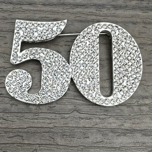 Stunning Large 3” Rhinestone Brooch Pin Number 50 50th Birthday ...