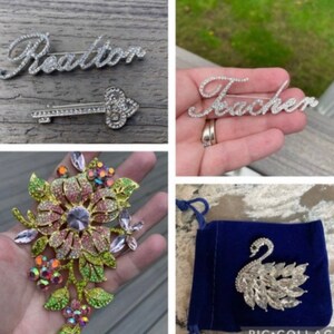 Stunning Large 3 Rhinestone Brooch Pin Number 40 40th Birthday ...