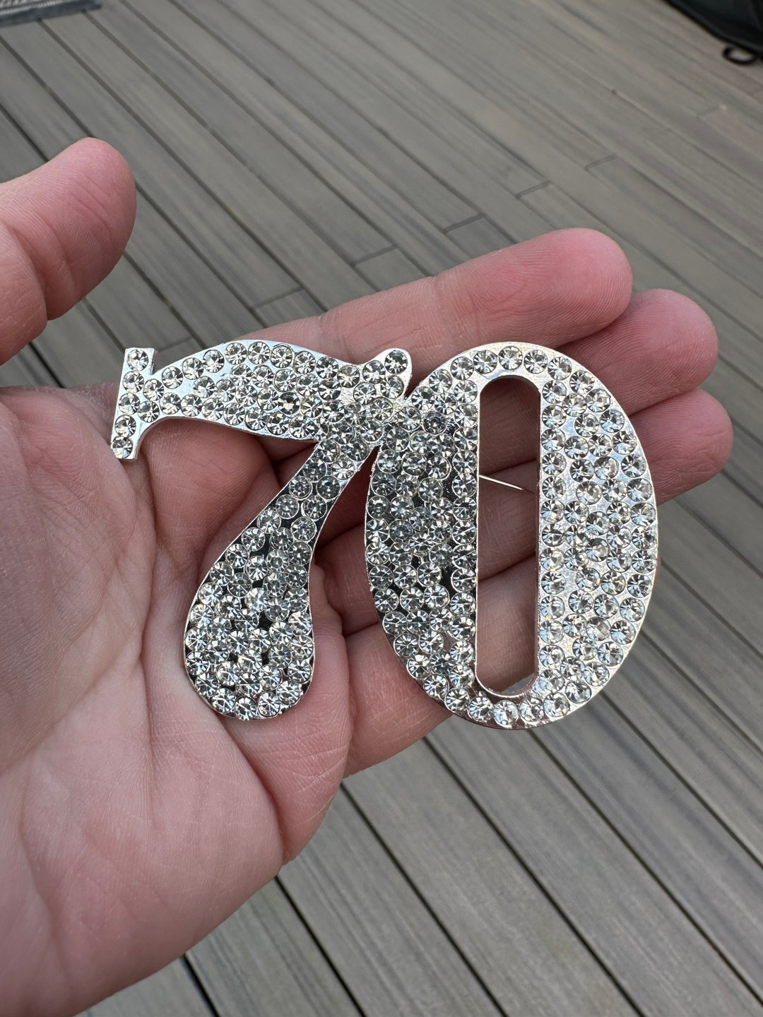 Stunning Large 3” Rhinestone Brooch Pin Number 70 70th Birthday ...