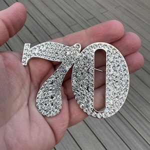 Stunning Large 3” Rhinestone Brooch Pin Number 70 70th Birthday ...