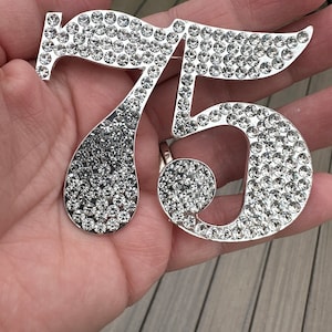 Stunning Large 3” Rhinestone Brooch Pin Number 75 75th Milestone ...
