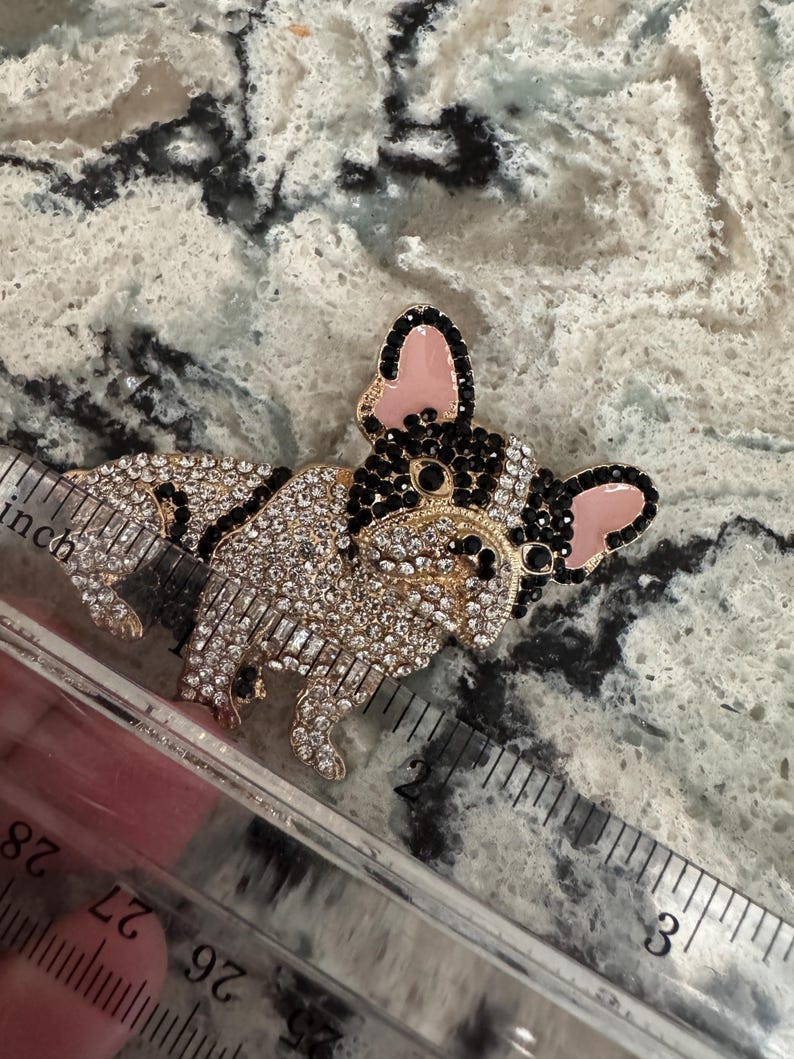 French Bulldog Rhinestone Brooch – Crystal Dog Pin, Sparkly Frenchie ...